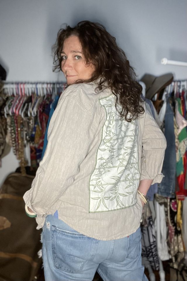 Anna Corinna Bamboo Patch Linen Button Up | Free People