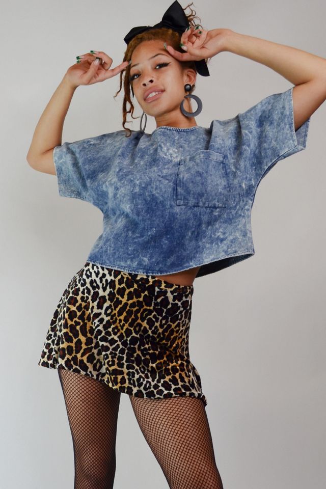 Vintage 80's Boxy Denim Crop Top Selected By Old Moon Vintage | Free People