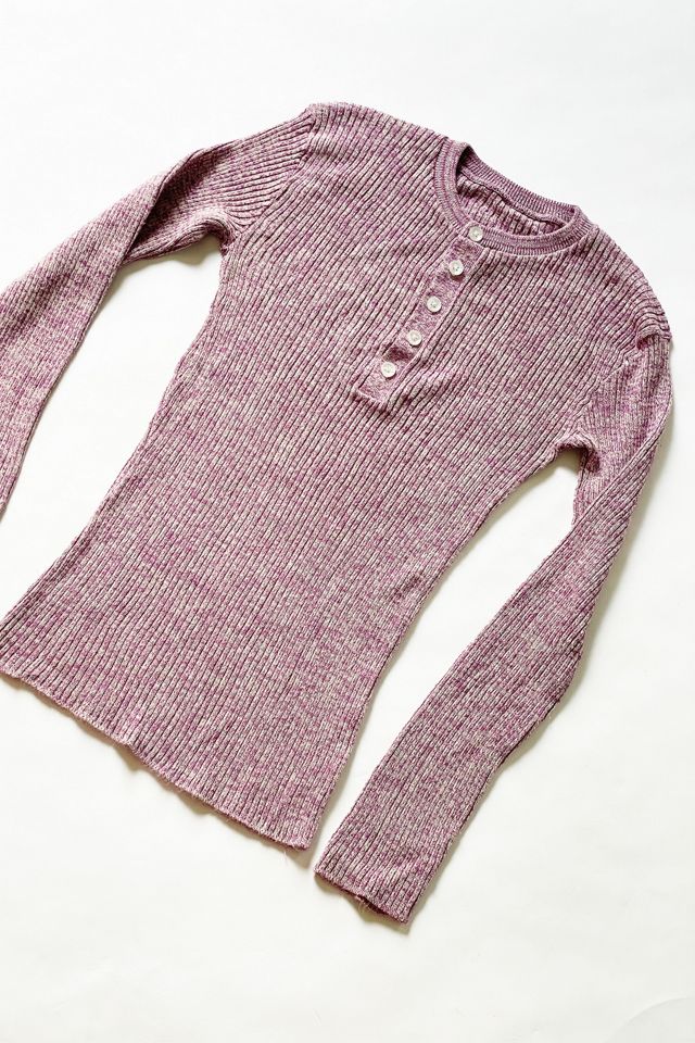 Vintage 1970's Heathered Purple Ribbed Henley Selected by ...