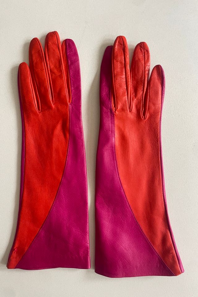 Vintage Color-block Leather Gloves Selected by The Curatorial Dept ...