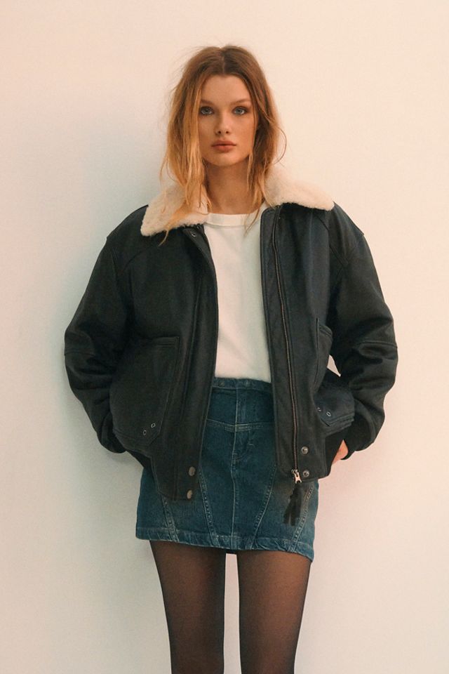 We The Free Sundown Leather Aviator Jacket | Free People UK