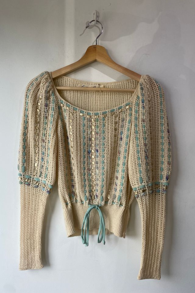 Vintage Lillie Rubin Open Knit Ribbon Crochet Sweater Selected by The ...