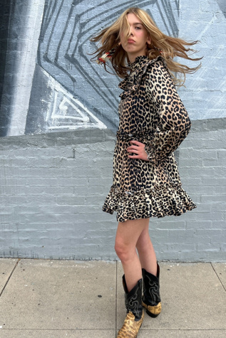 Ganni Leopard Print Ruffle Dress Selected by Persona Choice | Free People