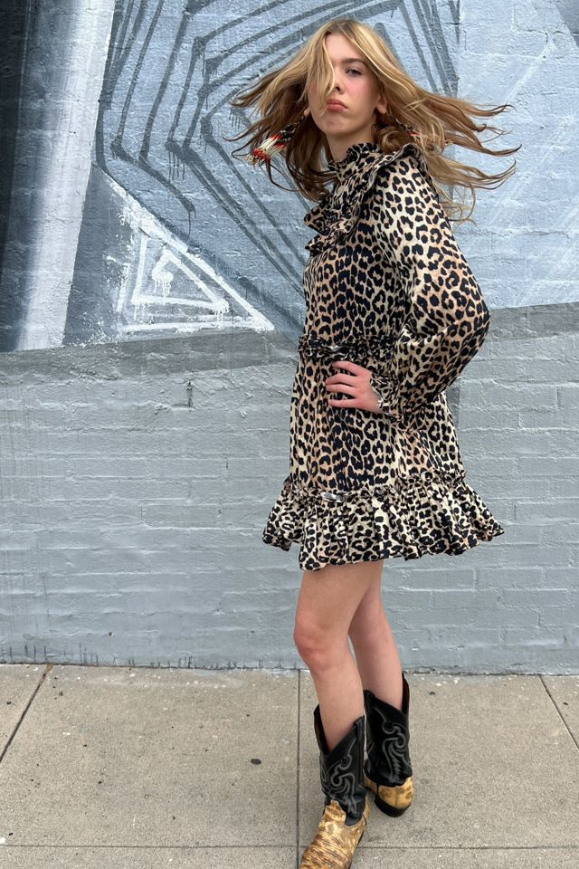 Ganni Leopard Print Ruffle Dress Selected by Persona Choice | Free People