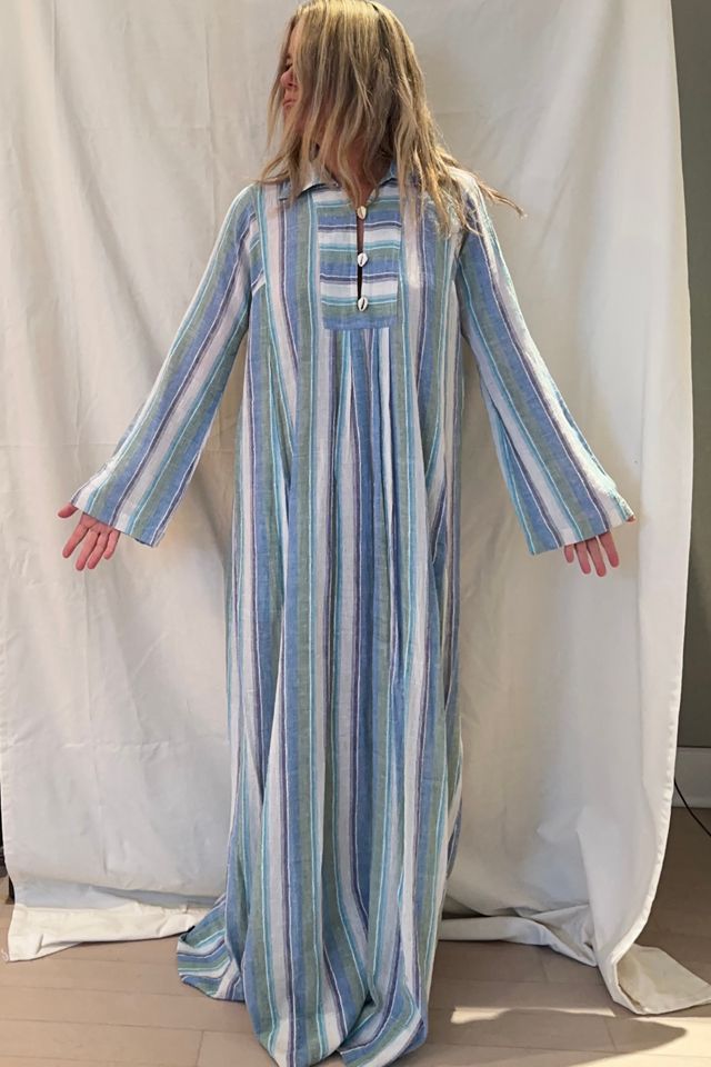 Vintage Ocean Stripe Puka Shell Maxi Dress Selected by KA.TL.AK | Free ...