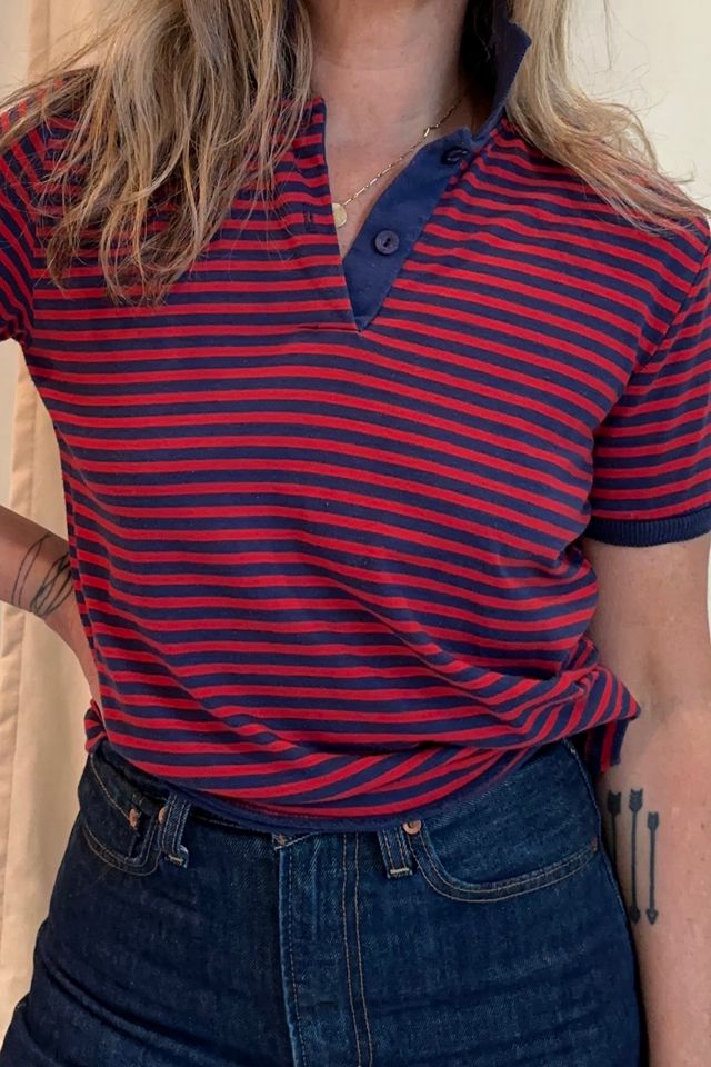 Vintage Blue and Red Striped Preppy Style Shirt Selected by KA.TL.AK ...
