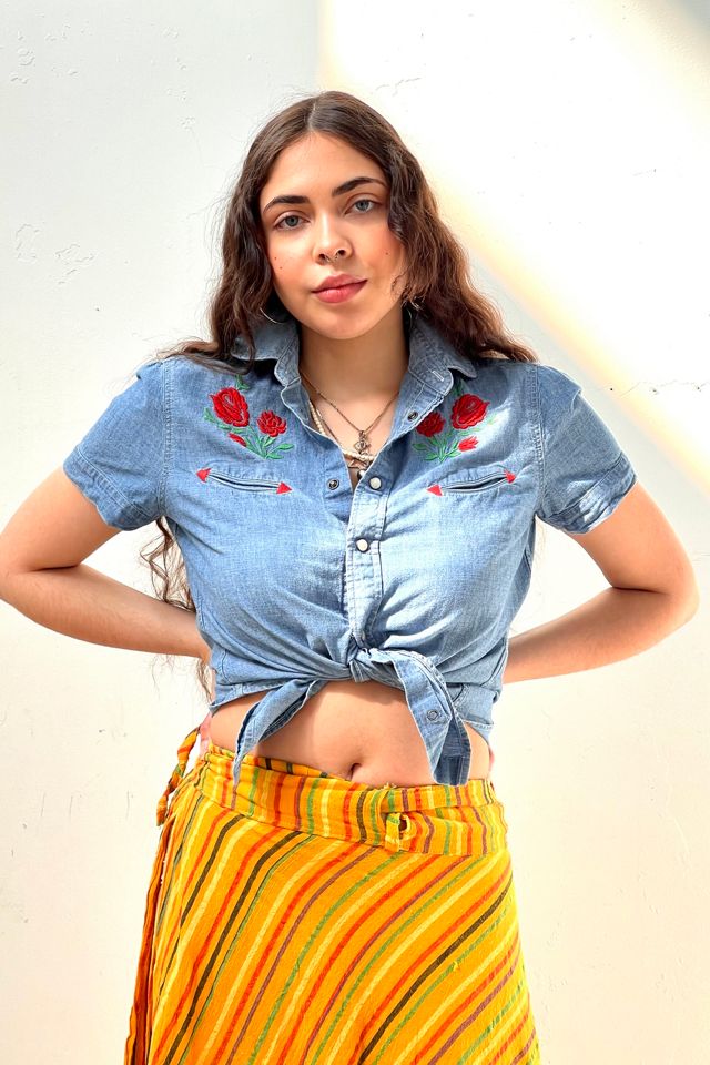 Vintage Roses Embroidered Polo Ralph Lauren Chambray Top Selected by ...