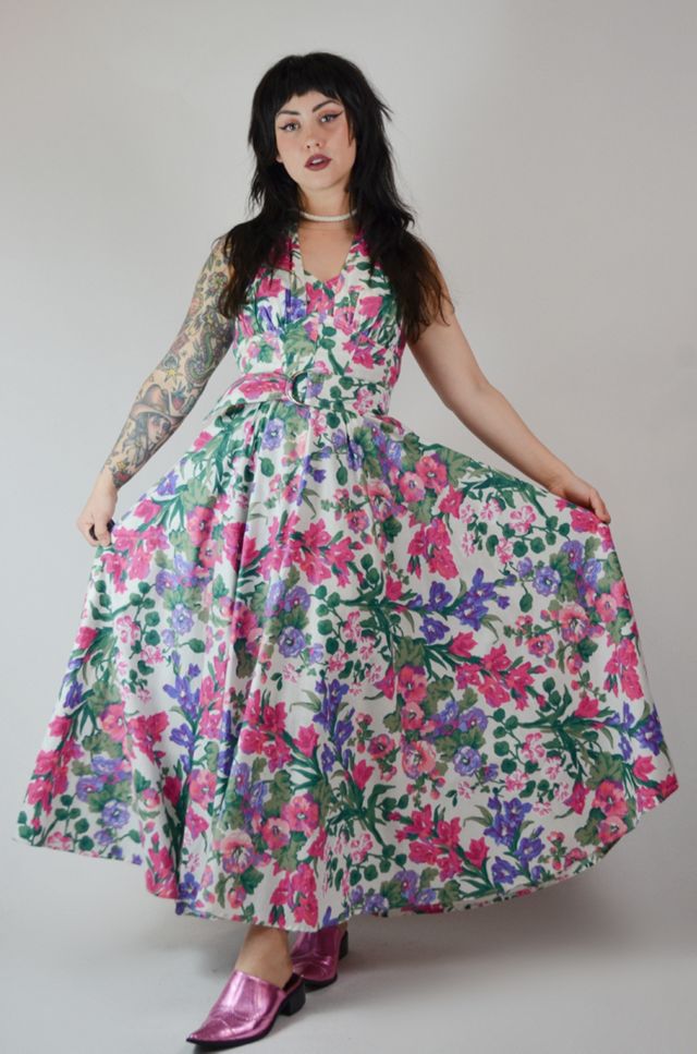 1970's Foxy Brand Floral Halter Dress Selected by Old Moon Vintage ...