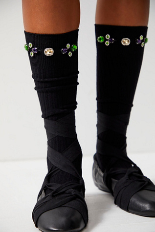 Rhinestone Knee High Socks | Free People