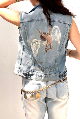 Vintage Levi's Hand Painted and Embroidered Led Zeppelin Denim Vest ...