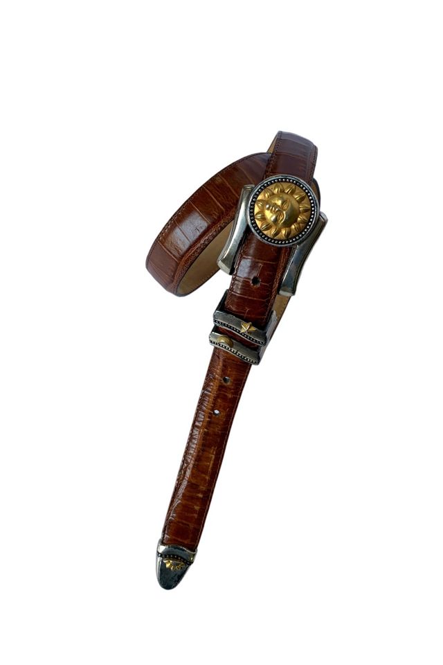 Vintage 1990s Celestial Sun Buckle Leather Belt Selected by ...