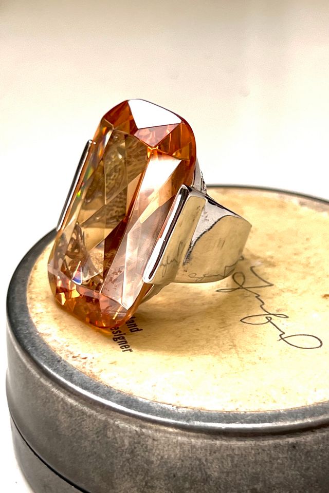 Vintage Cocktail Faceted Amber Crystal Ring Selected by Anna Corinna ...
