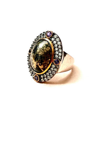 Vintage Sterling Silver Chalcopyrite Cocktail Ring Selected by Anna ...