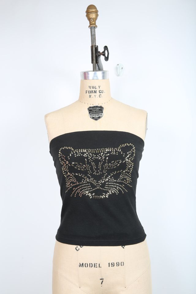 Black Tube Top with Gold Tiger Selected by Love Rocks Vintage | Free People