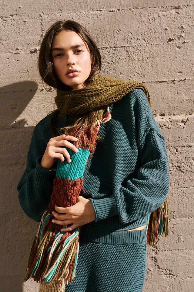 Benny Knit Fringe Scarf | Free People