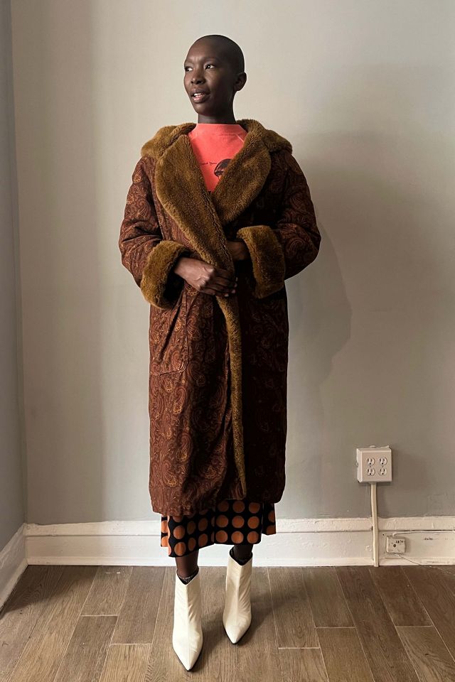 Byblos Brown Paisley Faux Fur Lined Coat Selected by Moore Vintage ...