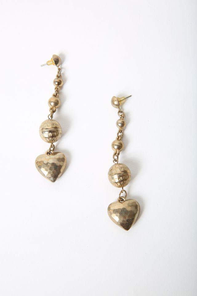 Dull Gold Ball and Heart Drop Earrings Selected by Love Rocks Vintage ...