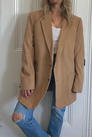 Camel Colored Blazer with Leather Covered Buttons Selected by KA.TL.AK ...