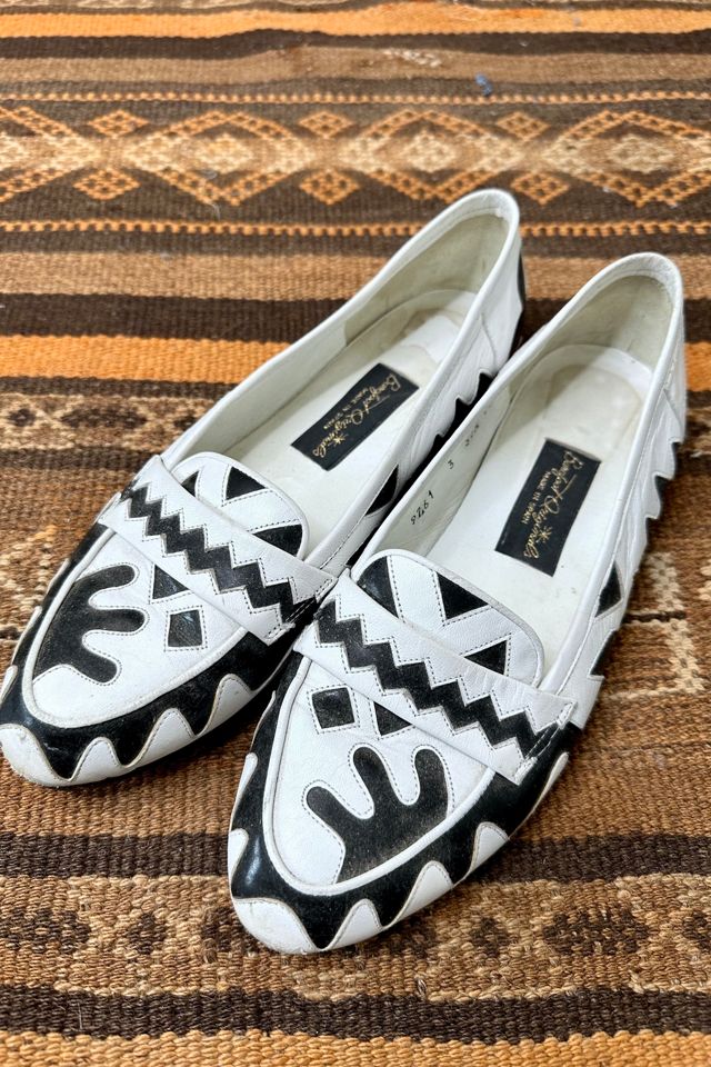 1980s Black & White Leather Flats Selected by Grievous Angel Vintage ...