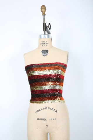 Multi Color Red Sequin Disco Crop Top Selected by Love Rocks Vintage ...
