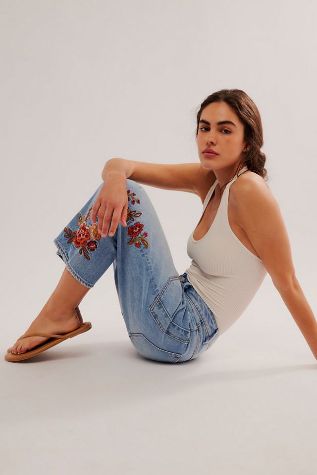 Driftwood Barbara Embroidered Jeans | Free People UK