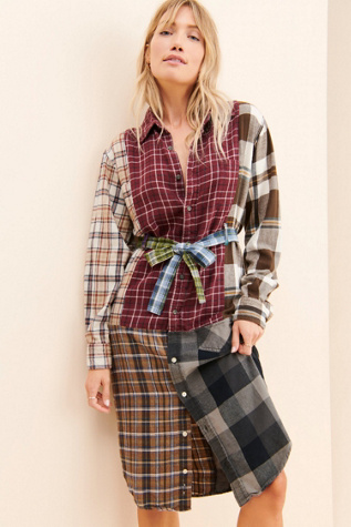 Riley Vintage ReWorked Patchwork Flannel Shirtdress | Free People