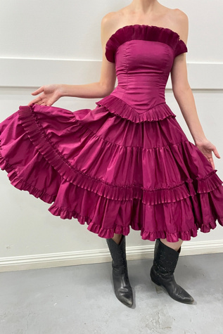 Raspberry Ruffle Taffeta Strapless Dress Selected by Cannonball and ...