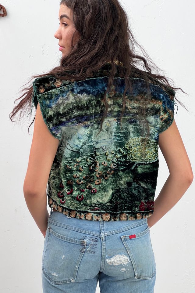Anna Corinna Reworked Vintage Velvet Peacock Vest | Free People
