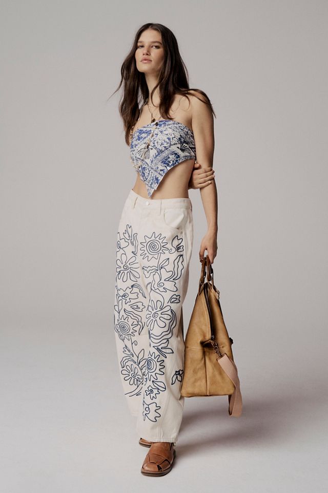 We The Free Good Luck Soutache Barrel Jeans | Free People