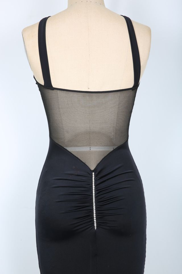 Black Long Sexy Sheer Cut Out & Crystal Maxi Dress Selected by Love ...