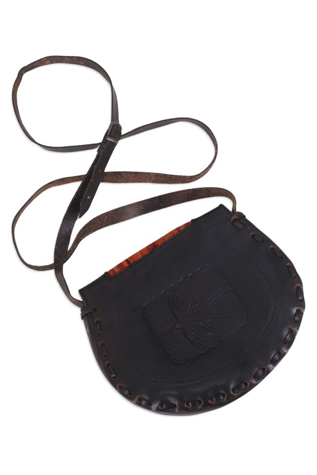 1970s Hand Tooled Leather Textile Shoulder Bag Selected By Ritual ...