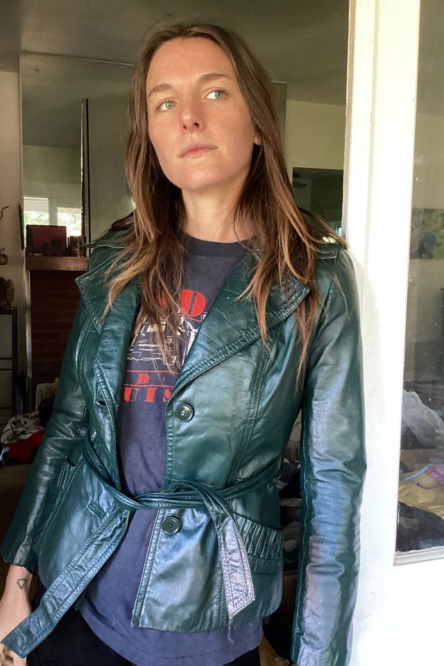 1970s Green Leather Jacket with Self Belt Selected by Cherry | Free People