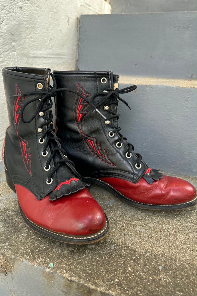 1980s Black and Red Western Roper Boots Selected by Grievous Angel ...