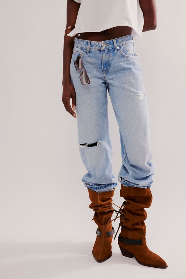 Back-lace Sway Low Slouchy Boots | Free People