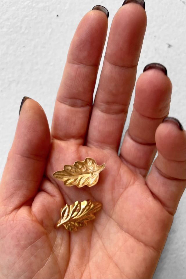 Vintage 14K Gold Leaf Stud Earrings Selected by MARMALADE | Free People