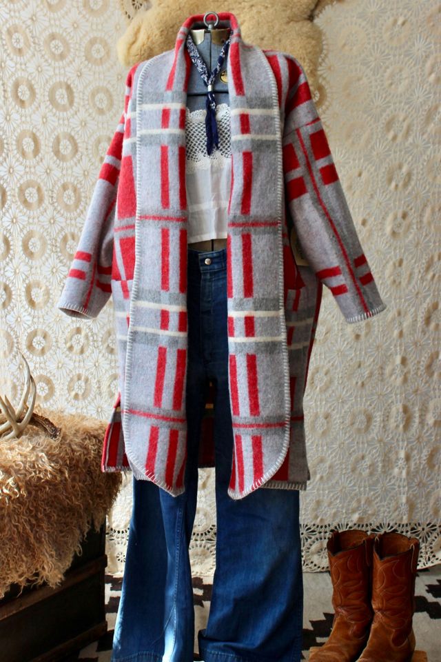 The Highlands Foundry Grey + Red Blanket Duster | Free People