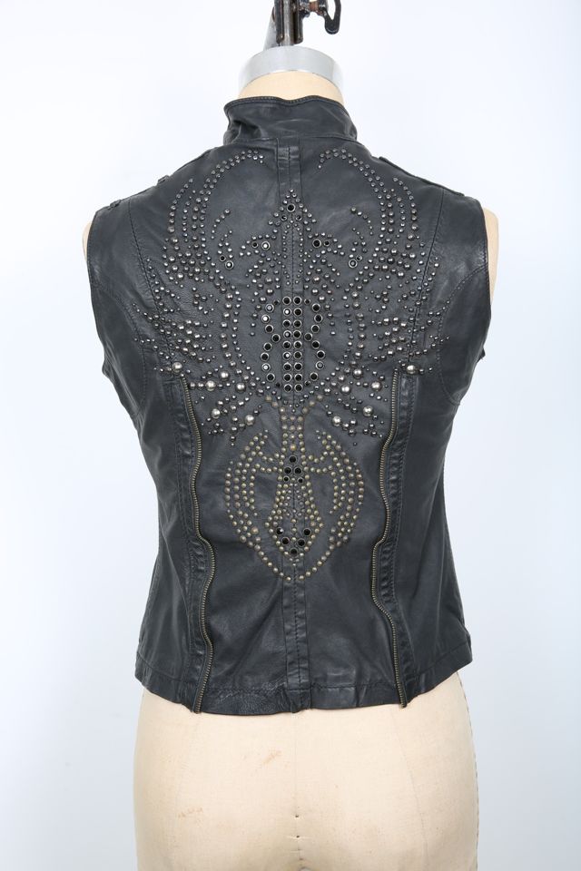 Black Leather Vest with Amazing Studded & Crystal Design Selected by ...