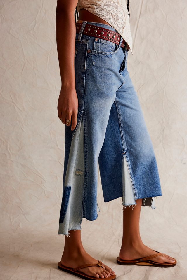 We The Free Ripple Wide-Leg Pieced Cropped Jeans | Free People