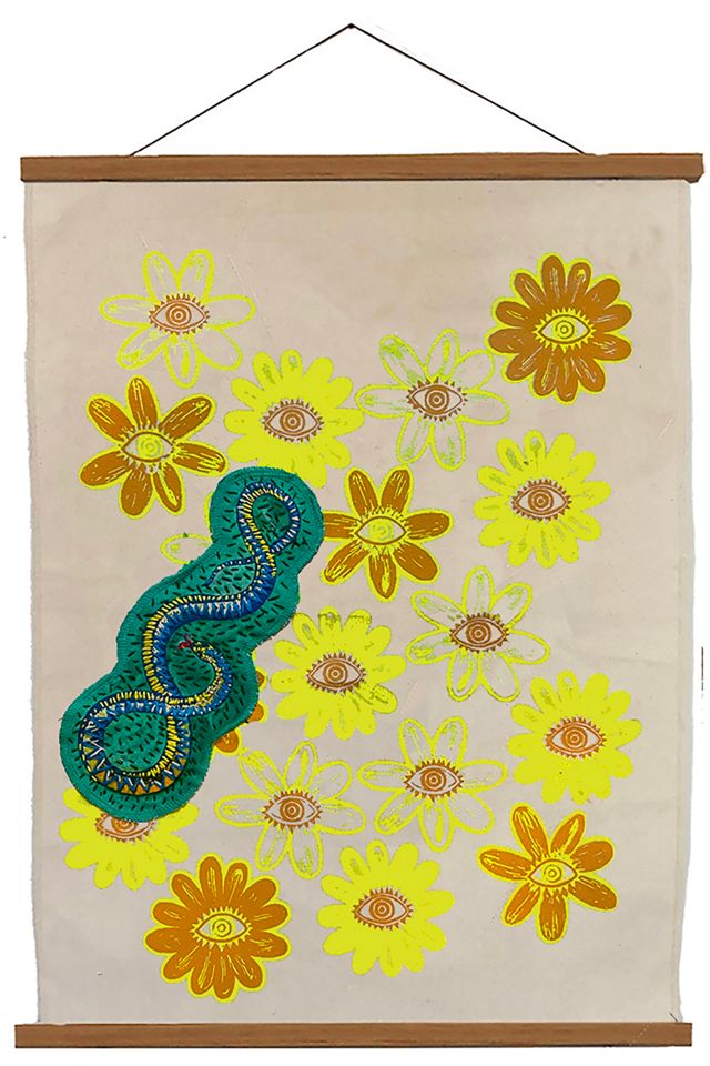 So Lucky Fish Daisy & Snake Canvas Wall Hanging | Free People