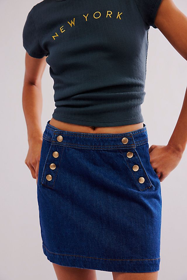 FRAME Sailor Snap Skirt | Free People FRAME Sailor Snap Skirt | Free People