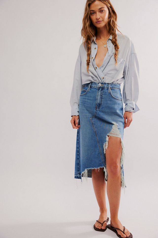 FRAME Deconstructed Frayed Hem Skirt | Free People
