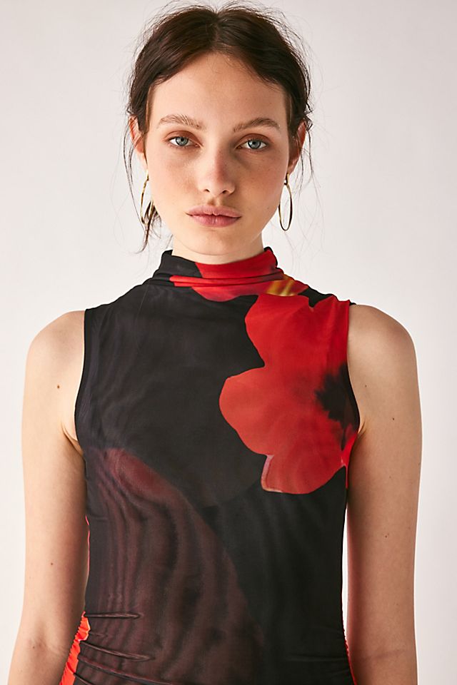 Saemdi Red Floral Mesh Maxi Dress | Free People Saemdi Red Floral Mesh Maxi Dress | Free People