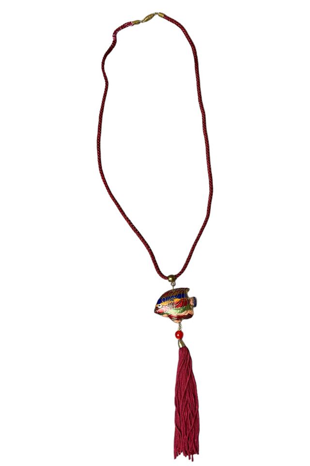 Vintage Enameled Fish Necklace On Red Cord Selected By Ankh By Racquel ...