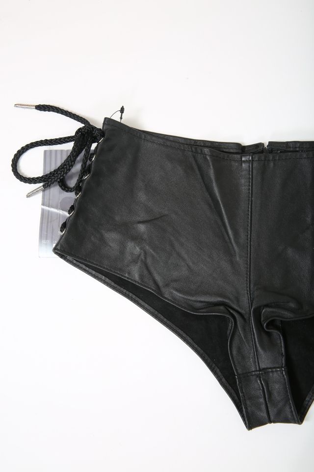 Black Leather Shorts with Side Lace Ups Selected by Love Rocks Vintage ...