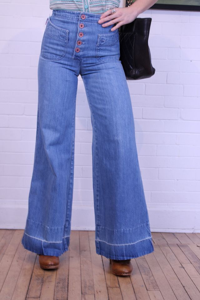 1970s Vintage Button Fly Bellbottom Jeans Selected By Wolf and Moon ...