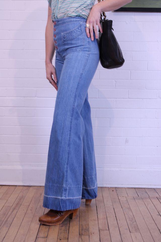 1970s Vintage Button Fly Bellbottom Jeans Selected By Wolf and Moon ...