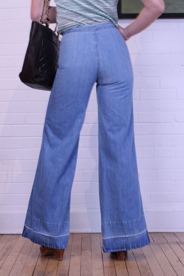 1970s Vintage Button Fly Bellbottom Jeans Selected By Wolf and Moon ...
