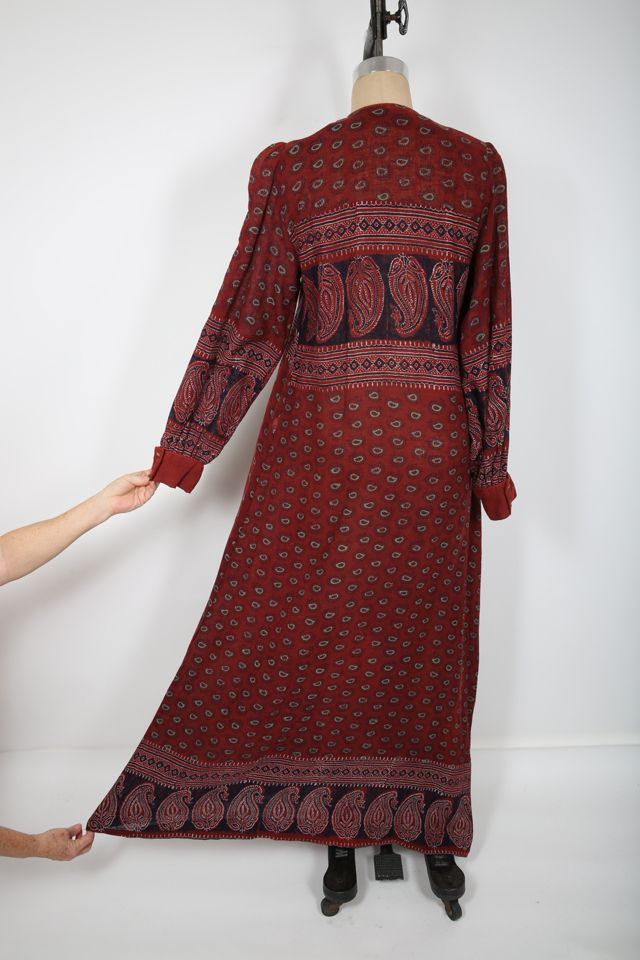 70s Vintage Rust Block Print Maxi Dress Caftan Selected by Love Rocks ...