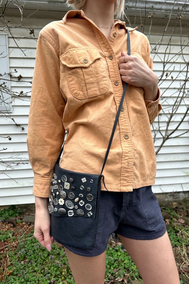 Vintage Black Leather Button Bag Selected by Grievous Angel Vintage ...