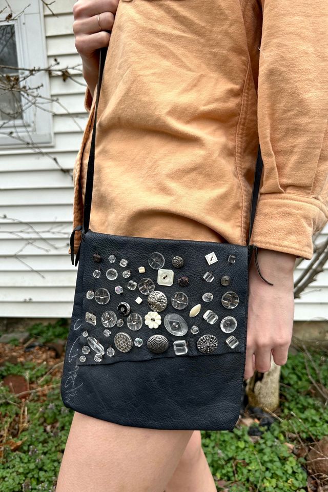 Vintage Black Leather Button Bag Selected by Grievous Angel Vintage ...